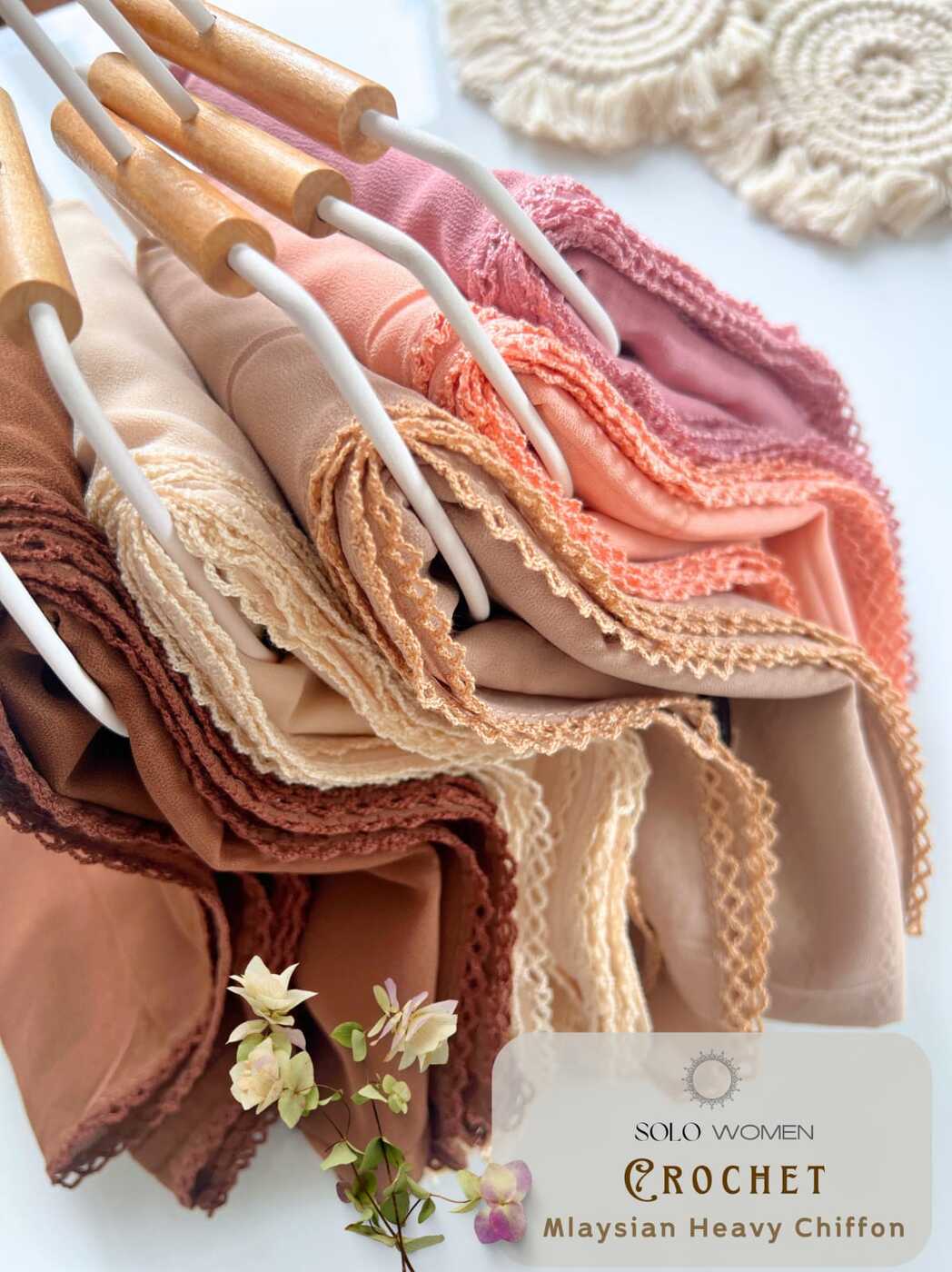 Crochet Border Hijab Elegant Georgette Hijab